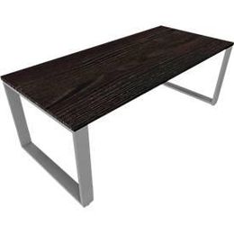 Schreibtisch QUANDOS BOX, Kufengestell, Rechteck, B 2000 x T 900 x H 720 - 820 mm, Mooreiche