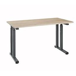 Schreibtisch Set Up, Rechteck, C-Fuß, B 1300 x T 650 x H 685-820 mm, Wildeiche/graphit