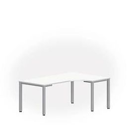 Freiformtisch NEVADA, B 1800 x T 1200/800 x H 740 mm, quadratisch,weiß/alusilber