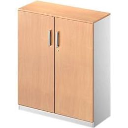 Schäfer Shop Schäfer Shop Genius Flügeltürenschrank TETRIS SOLID, 3 OH, B 800 mm, abschließbar, mit Abdeckplatte, Buche-Dekor/weißalu