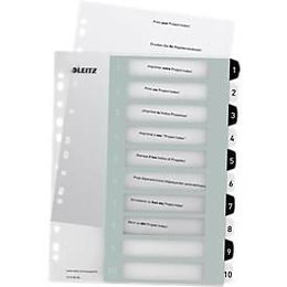 Leitz WOW Register, Kunststoff, schwarz-weiß, DIN A4, Überbreite, 1-10, 10 Taben, transparent