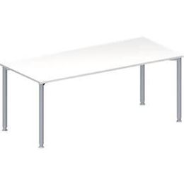 Schäfer Shop Schäfer Shop Genius Konferenztisch MODENA FLEX, Rechteck, 4-Fuß Rundrohr, B 1800 x T 800 x H 720-840 mm, weiß/weißaluminium RAL 9006