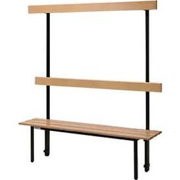 Schäfer Shop Schäfer Shop Select Sitzbank, für Umkleideräume, mit Rückwand, 5 Doppelhaken, B 995 x T 310 x H 415 mm, schwarz