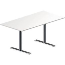 Schäfer Shop Schäfer Shop Genius Konferenztisch MODENA FLEX, Rechteck, T-Fuß Rundrohr, B 1600 x T 800 x H 650-850 mm, weiß/weißaluminium RAL 9006