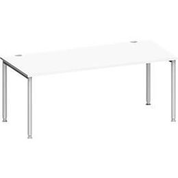 Schäfer Shop Schäfer Shop Genius Schreibtisch MODENA FLEX, 4-Fuß-Rundrohr, B 1800 x T 800 mm, weiß/weißalu