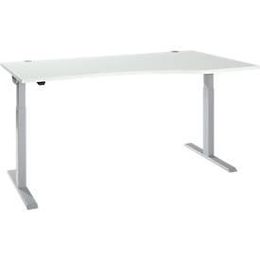 Schäfer Shop Schäfer Shop Select Schreibtisch ERGO-T 2.0, elektrisch höhenverstellbar, Freiform Ansatz rechts, T-Fuß, B 1800 x H 715-1205 mm, lichtgrau/weißalu