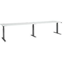 Schäfer Shop Schäfer Shop Select Schreibtisch ERGO-T 2.0 Big, elektr. höhenverstellbar, Rechteck, T-Fuß, B 3600 x T 800 x H 640-1300 mm, lichtgrau/anthrazit