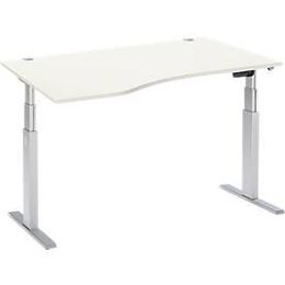 Schäfer Shop Schäfer Shop Select Schreibtisch ERGO-T, elektrisch höhenverstellbar, Freiform, Ansatz links, T-Fuß, B 1800 x H 640-1300 mm, weiß/weißalu