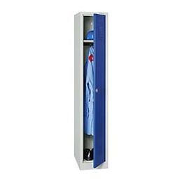 Kleiderspind, 1 Tür, B 415 x T 500 x H 1800 mm, Drehriegelverschluss, lichtgrau/blau