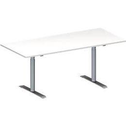 Schäfer Shop Schäfer Shop Genius Konferenztisch MODENA FLEX, Rechteck, T-Fuß Rundrohr, B 1800 x T 800 x H 650-850 mm, weiß/weißaluminium RAL 9006