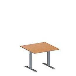 Schäfer Shop Schäfer Shop Genius Besprechungstisch MODENA FLEX, Quadrat, T-Fuß Rechteckrohr, B 1000 x T 1000 x H 650-850 mm, Buche/weißaluminium RAL 9006