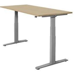 Schäfer Shop Schäfer Shop Select Schreibtisch SET UP, elektrisch höhenverstellbar, Rechteck, T-Fuß, B 1800 x T 800 x H 645-1290 mm, Wildeiche/weißaluminium