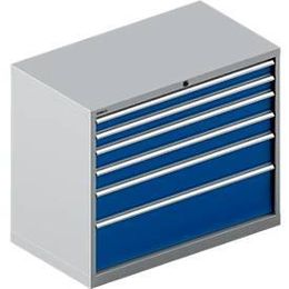 Schäfer Shop Schäfer Shop Select Schubladenschrank WSK 54-36, Stahl, 6 Schübe, bis 200 kg, B 1023 x T 725 x H 850 mm, weissaluminium/enzianblau