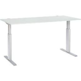 Schäfer Shop Schäfer Shop Select Schreibtisch ERGO-T, elektrisch höhenverstellbar, Rechteck, T-Fuß, B 1800 x T 800 x H 725-1185 mm, lichtgrau/weißaluminium