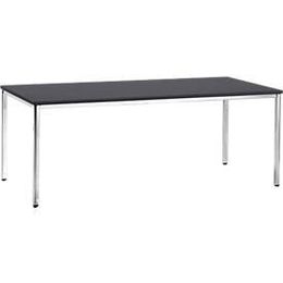 Konferenztisch, bis 6 Personen, Rechteck, 4-Fuß Quadratrohr, B 2000 x T 800 x H 720 mm, schwarz/chromsilber