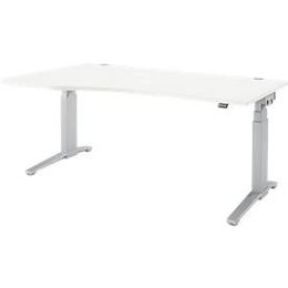 Schäfer Shop Schäfer Shop Genius Schreibtisch PLANOVA ERGOSTYLE, elektrisch höhenverstellbar, Freiform, Ansatz links, C-Fuß, B 1800 mm, weiß/weißalu