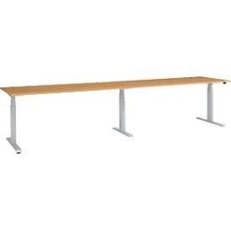 Schäfer Shop Schäfer Shop Select Schreibtisch ERGO-T 2.0 Big, elektr. höhenverstellbar, Rechteck, T-Fuß, B 3600 x T 800 x H 640-1300 mm, Buche/weißalu