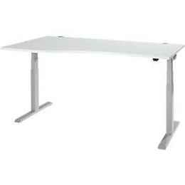 Schäfer Shop Schäfer Shop Select Schreibtisch ERGO-T 2.0, elektrisch höhenverstellbar, Freiform Ansatz links, T-Fuß, B 1800x H 640-1300 mm, lichtgrau/weißalu