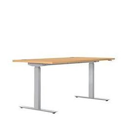 Schreibtisch ERGO DRIVE ED 470, elektrisch höhenverstellbar, Rechteck, T-Fuß, B 1600 x T 800 x H 692-1147 mm, Buche/lichtgrau