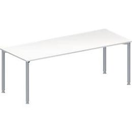 Schäfer Shop Schäfer Shop Genius Konferenztisch MODENA FLEX, Rechteck, 4-Fuß Rundrohr, B 2000 x T 800 x H 720-840 mm, weiß/weißaluminium RAL 9006