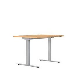 Schreibtisch ERGO DRIVE ED 470, elektrisch höhenverstellbar, Rechteck, T-Fuß, B 1200 x T 800 x H 692-1147 mm, Buche/weißaluminium RAL 9006