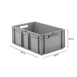 Schäfer Shop Euro Box Serie EF 6240, aus PP, Inhalt 47,5 L, geschlossene Wände, grau, Unterfassgriff