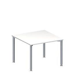 Schäfer Shop Schäfer Shop Genius Anbautisch MODENA FLEX, höhenverstellbar, Quadrat-Form, 4-Fuß Rundrohr, B 1000 x T 1000 mm, weiß