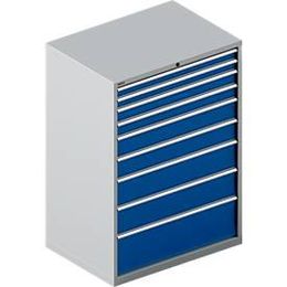 Schäfer Shop Schäfer Shop Select Schubladenschrank WSK 54-36, Stahl, 9 Schübe, bis 200 kg, B 1023 x T 725 x H 1450 mm, weissaluminium/enzianblau