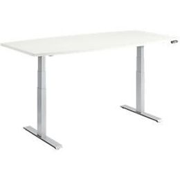 Schäfer Shop Schäfer Shop Genius Konferenztisch MODENA FLEX, elektrisch höhenverstellbar, Boot, T-Fuß, B 2000 x H 645-1290 mm, weiß/weißalu