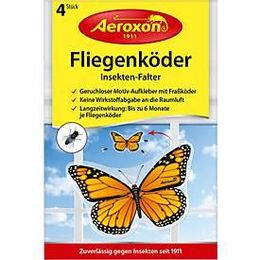 Fliegenköder Aeroxon Insekten-Falter, für den Innenbereich, geruchslos, für bis zu 6 Monate, 4 Stück