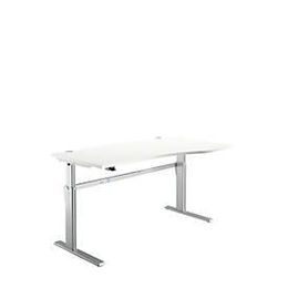 Schreibtisch Standard, elektrisch höhenverstellbar, Freiform, Ansatz rechts, C-Fuß, B 1800 x T 1000/800 x H 725-1185 mm, weiß/weißalu