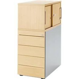 Schäfer Shop Schäfer Shop Genius Standcontainer mit Aufsatzschrank inkl. Schiebetür, komplett abschließbar, mit Griffnut, ahorn