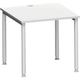 Schäfer Shop Schäfer Shop Genius Schreibtisch MODENA FLEX, 4-Fuß-Rundrohr, B 800 x T 800 mm, lichtgrau/weißalu