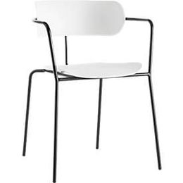 Stuhl BISTRO, stapelbar bis zu 4 Stück, B 535 x T 545 x H 760 mm, Stahlrohr & Polypropylen, weiß, 4 Stück