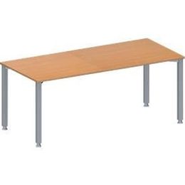 Schäfer Shop Schäfer Shop Genius Konferenztisch MODENA FLEX, Rechteck, 4-Fuß Quadratrohr, B 1800 x T 800 x H 720-840 mm, Buche/weißaluminium RAL 9006