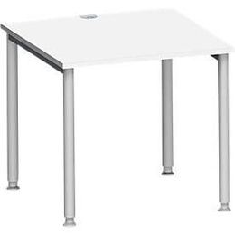 Schäfer Shop Schäfer Shop Genius Schreibtisch MODENA FLEX, 4-Fuß-Rundrohr, B 800 x T 800 mm, weiß/weißalu