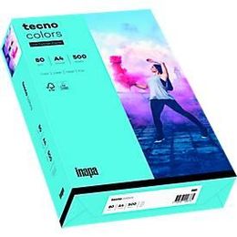 Farbiges Kopierpapier tecno colors, DIN A4, 80 g/m², mittelblau, 1 Paket = 500 Blatt