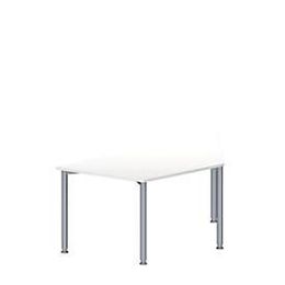 Schäfer Shop Schäfer Shop Genius Konferenztisch MODENA FLEX, Trapez, 4-Fuß Rundrohr, B 1600 x T 800 x H 720-840 mm, weiß/weißaluminium RAL 9006