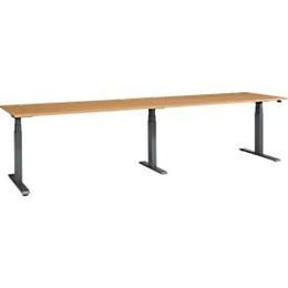 Schäfer Shop Schäfer Shop Select Schreibtisch ERGO-T 2.0 Big, elektr. höhenverstellbar, Rechteck, T-Fuß, B 3200 x T 800 x H 640-1300 mm, Buche/anthrazit