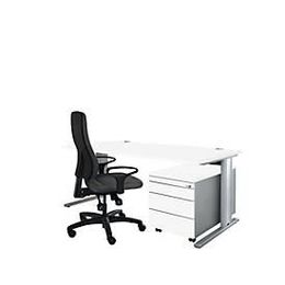 Schäfer Shop Schäfer Shop Pure Planova Basic Schreibtisch und Rollcontainer 1233, weiß/weißalu