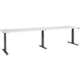 Schäfer Shop Schäfer Shop Select Schreibtisch ERGO-T 2.0 Big, elektr. höhenverstellbar, Rechteck, T-Fuß, B 3200 x T 800 x H 640-1300 mm, lichtgrau/anthrazit