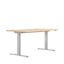 Schreibtisch ERGO DRIVE ED 470, elektrisch höhenverstellbar, Rechteck, T-Fuß, B 1600 x T 800 x H 692-1147 mm, Ahorn/lichtgrau