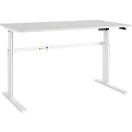 Schäfer Shop Schäfer Shop Select Schreibtisch Moxxo IQ, elektrisch höhenverstellbar, Rechteck, C-Fuß, B 1600 x T 800 x H 725-1185 mm, lichtgrau/weiß