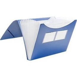 Foldersys Fächermappe, 12 Fächer, A4-Format, Spanngummi-Verschluss, blau