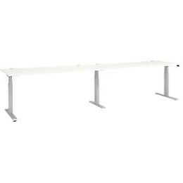 Schäfer Shop Schäfer Shop Select Schreibtisch ERGO-T 2.0 Big, elektr. höhenverstellbar, Rechteck, T-Fuß, B 3600 x T 800 x H 640-1300 mm, weiß/weißalu