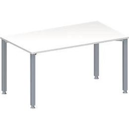 Schäfer Shop Schäfer Shop Genius Konferenztisch MODENA FLEX, Rechteck, 4-Fuß Quadratrohr, B 1400 x T 800 x H 720-840 mm, weiß/weißaluminium RAL 9006