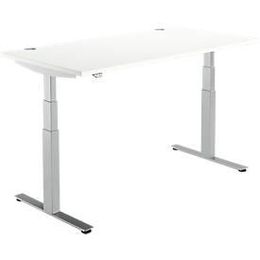 Schäfer Shop Schäfer Shop Select Schreibtisch DRIVE UP 2, elektrisch höhenverstellbar, Rechteck, T-Fuß, B 1600 x T 800 x H 630-1290 mm, weiß/weißaluminium