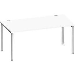 Schäfer Shop Schäfer Shop Genius Schreibtisch MODENA FLEX, 4-Fuß-Rundrohr, B 1600 x T 800 mm, weiß/weißalu