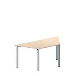 Schäfer Shop Schäfer Shop Genius Konferenztisch MODENA FLEX, Trapez, 4-Fuß Rundrohr, B 1600 x T 800 x H 720-840 mm, Ahorn/weißaluminium RAL 9006