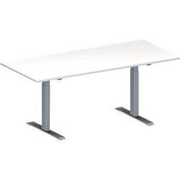 Schäfer Shop Schäfer Shop Genius Konferenztisch MODENA FLEX, Rechteck, T-Fuß Rechteckrohr, B 1800 x T 800 x H 650-850 mm, weiß/weißaluminium RAL 9006